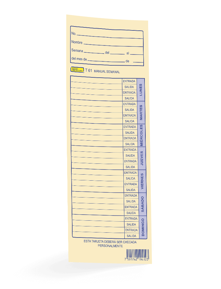 "Tarjeta de asistencia" - Printaform